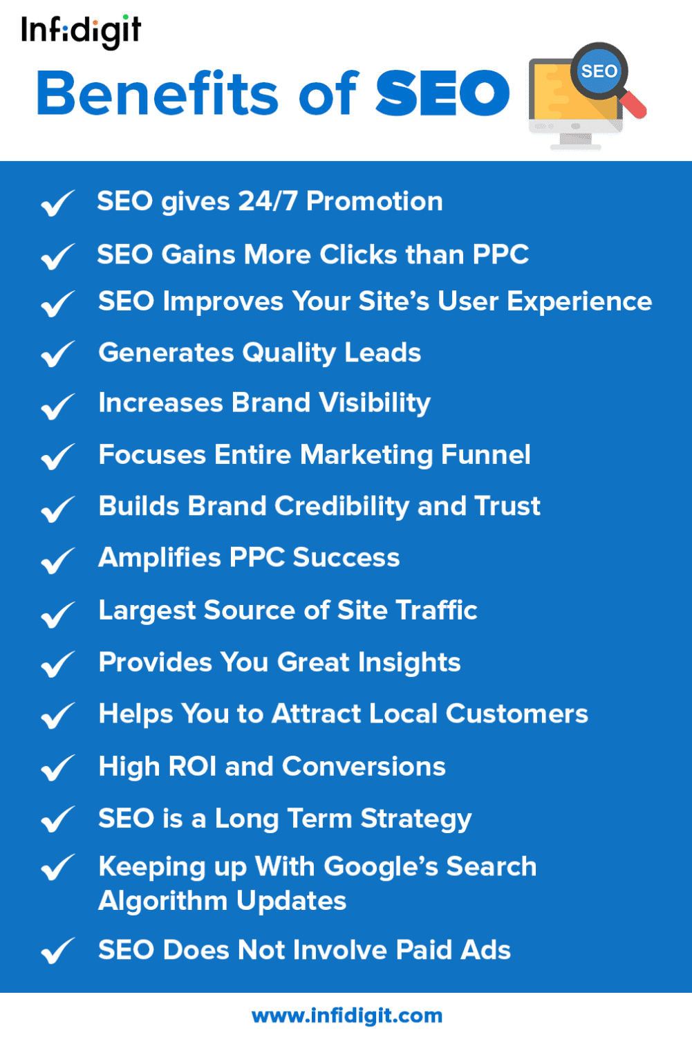 Top 15 Benefits of SEO for Your Business in 2023 | Infidigit