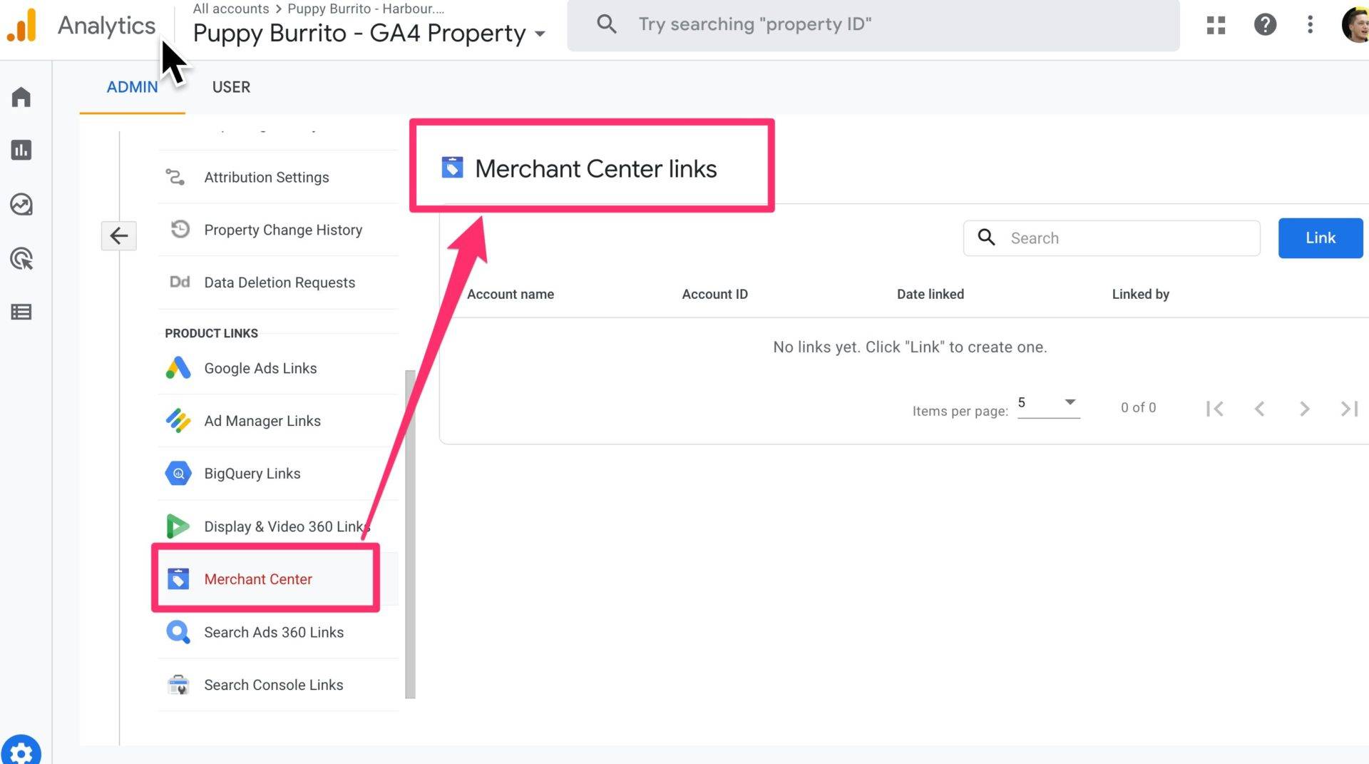 Here's how to link Merchant Center to Google Analytics 4