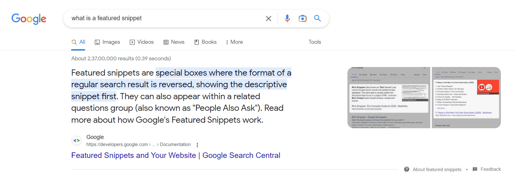 Google Featured Snippets Now Appear in Blue Highlighted Text